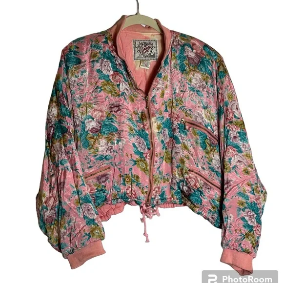 Vintage | Jackets & Coats | Vintage Jayou Satin Crop Bomber Jacket ...
